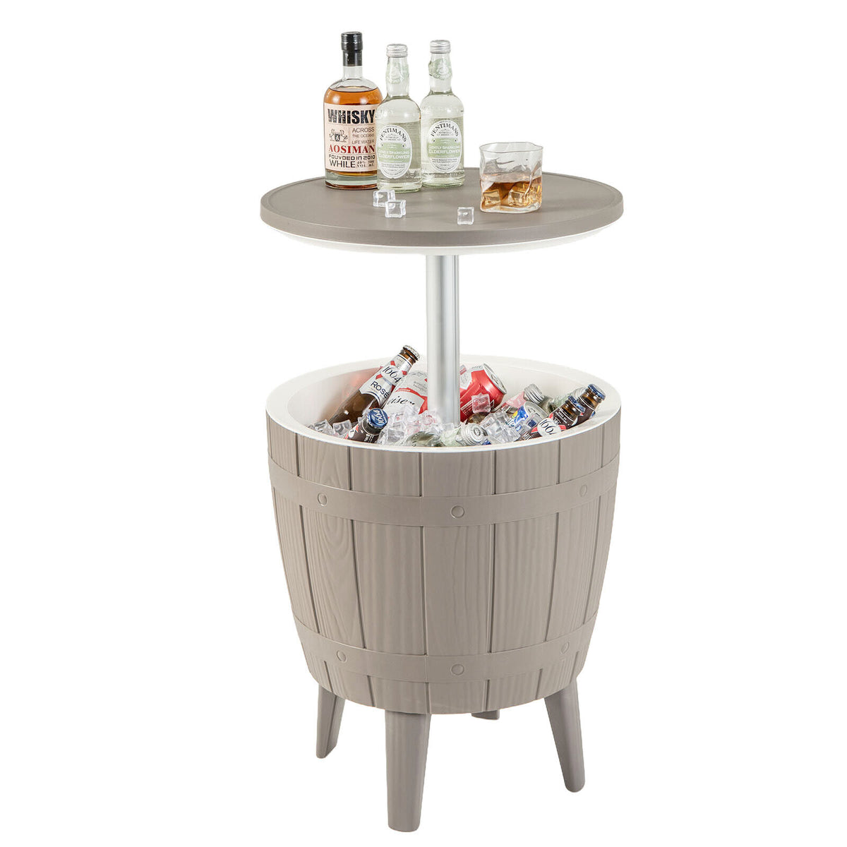 3-in-1 Outdoor Cooler Ice Bar Table Bucket Furniture Patio Pool Storag ...