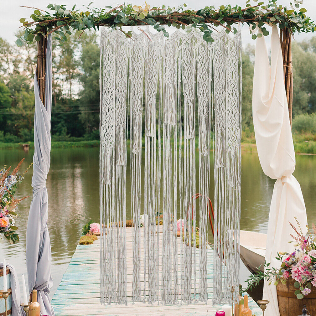 180*90cm Boho Macrame Curtains Tassel Curtain Panel Wedding Arch ...