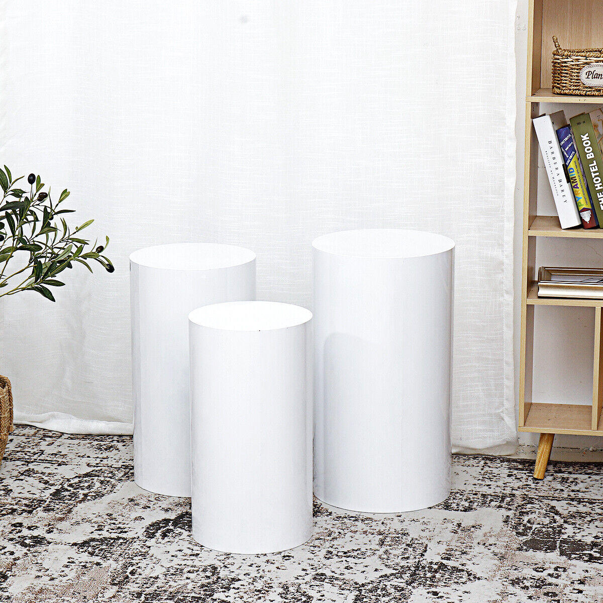 3pcs Round Plinth Cylinder Wedding Cake Flower Stand Display ...